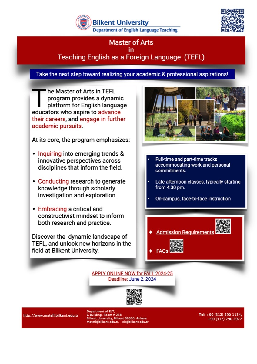 Master of Arts in Teaching English as a Foreign Language at Bilkent ...